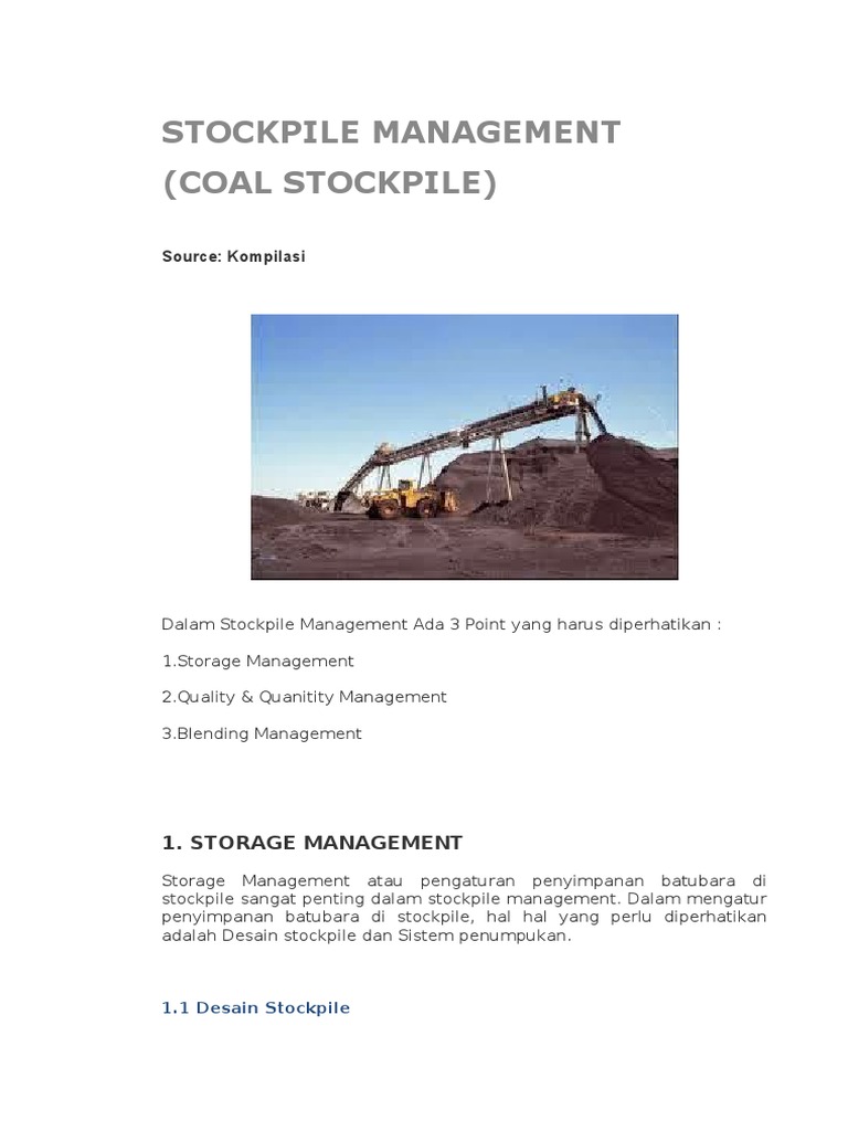 Stockpile Management | PDF