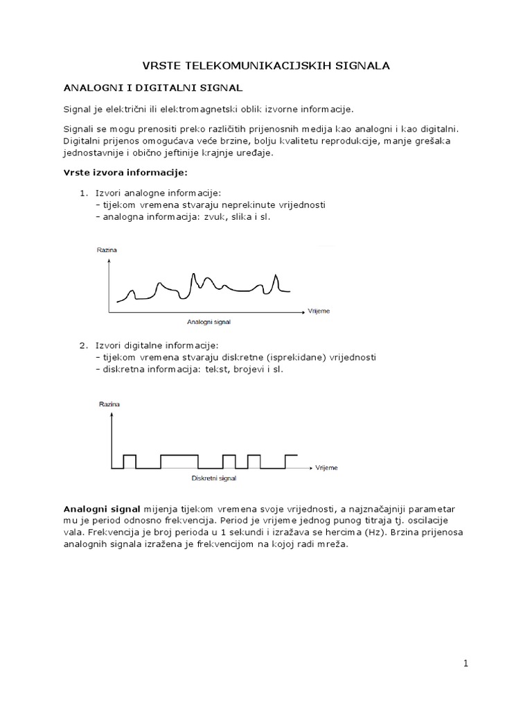 Vrste Telekomunikacijskih Signala | PDF