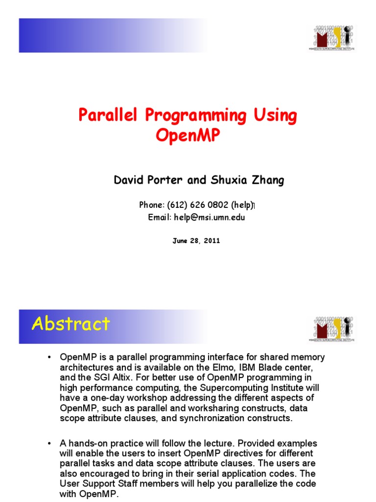 Parallel Programming Using OpenMP | PDF | Parallel Computing | Variable (Computer Science)