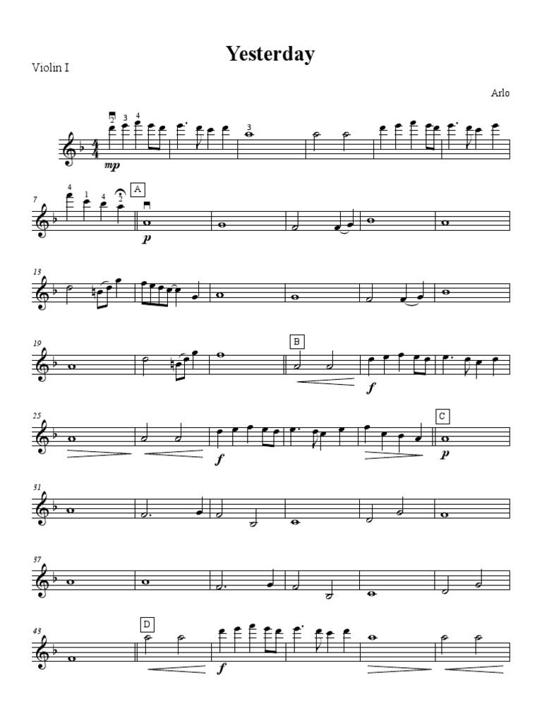 Yesterday - Violin I | PDF