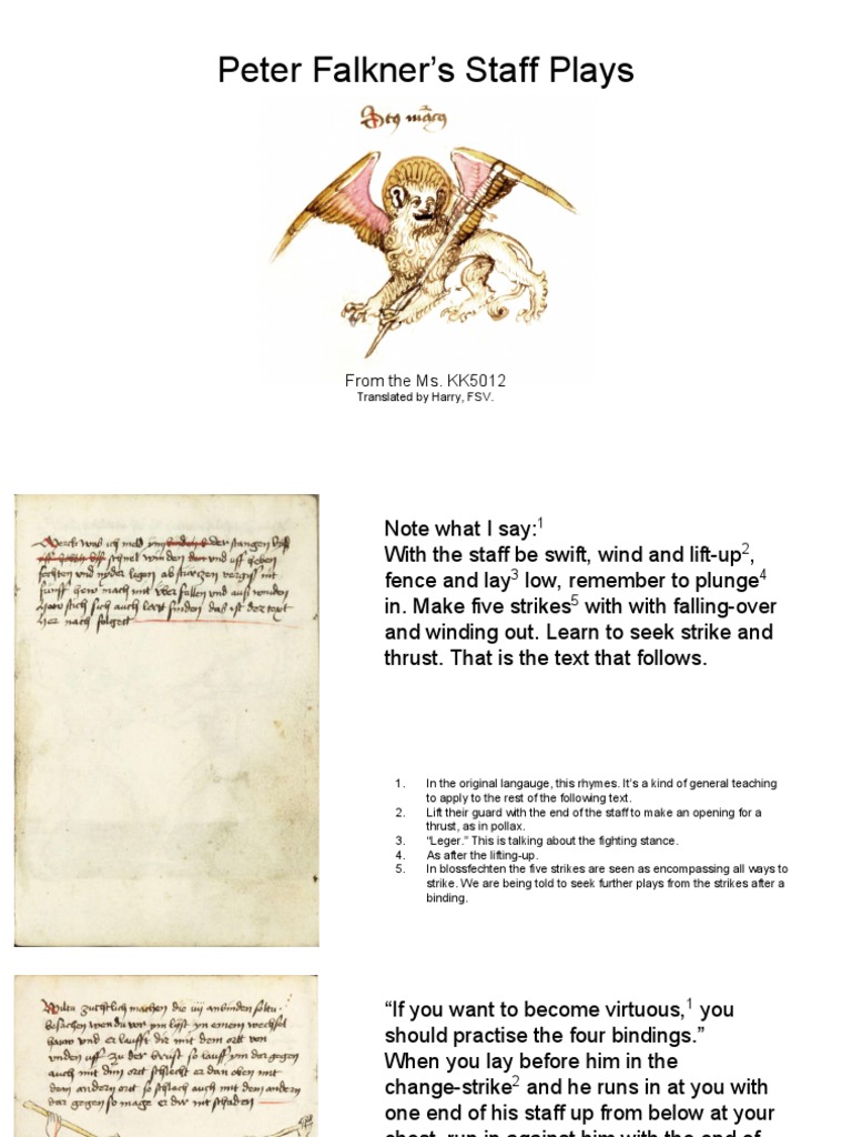 Peter Falkner's Staff Plays: From The Ms. KK5012 | PDF | Combat Sports ...