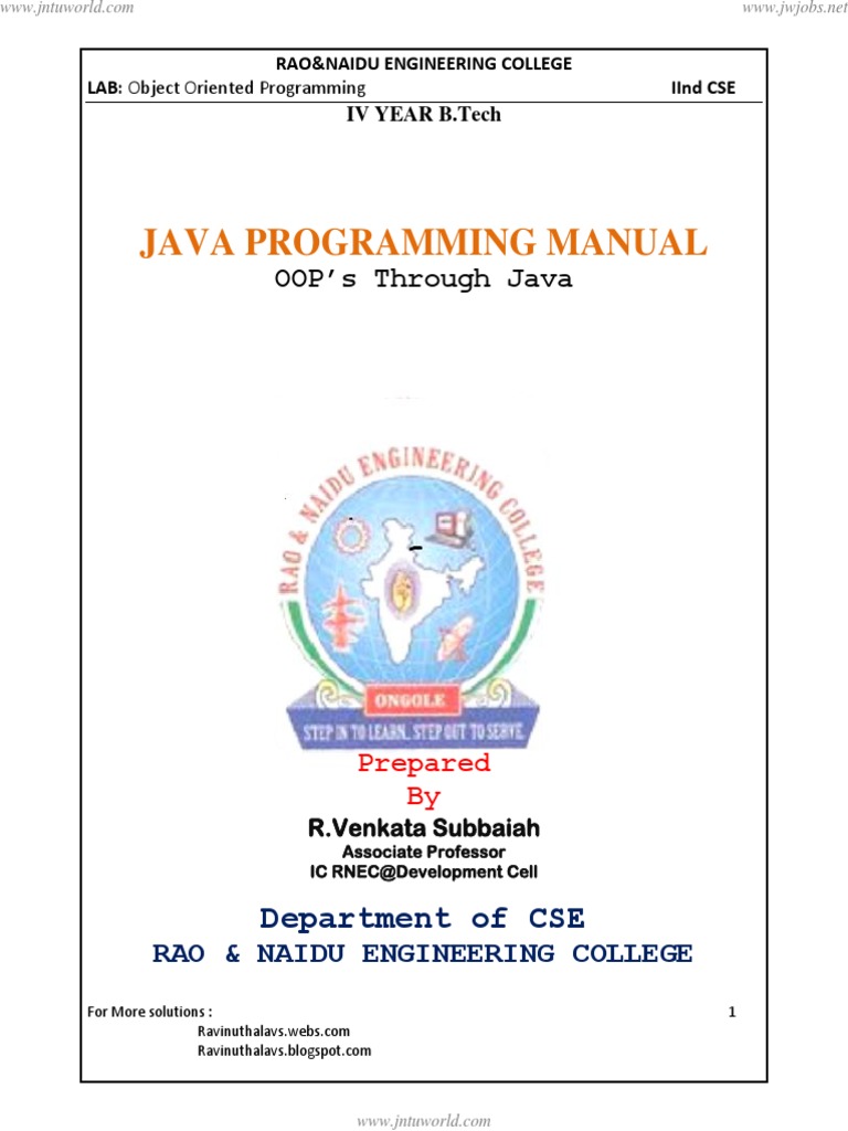 Java Programming Manual: OOP's Through Java | PDF | Java (Programming ...