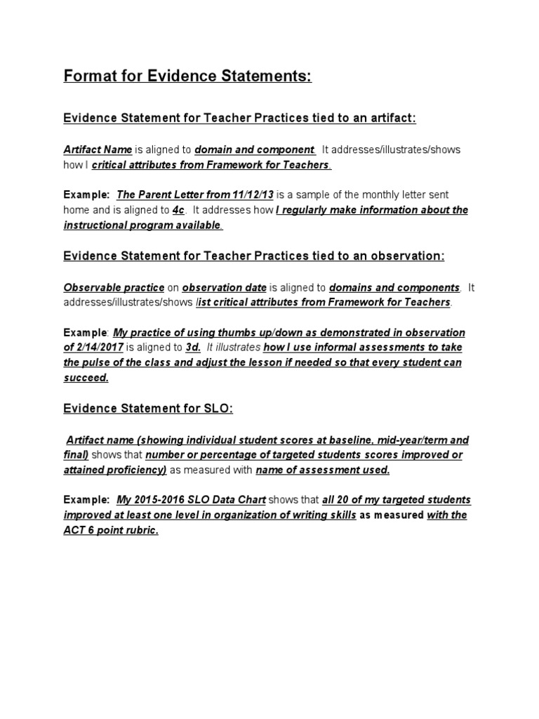 Evidencestatementexamples | PDF