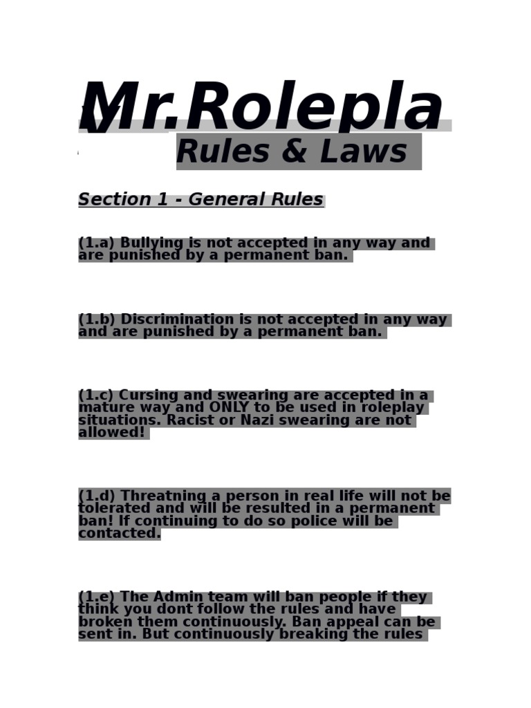 MR - Roleplay Rulebook | Download Free PDF | Police | Crime Thriller