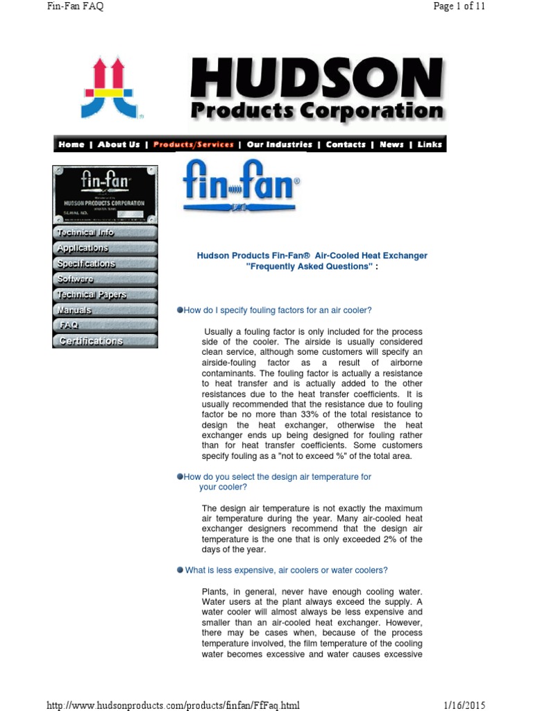 Hudson Products Fin-Fan® Air-Cooled Heat Exchanger "Frequently Asked ...