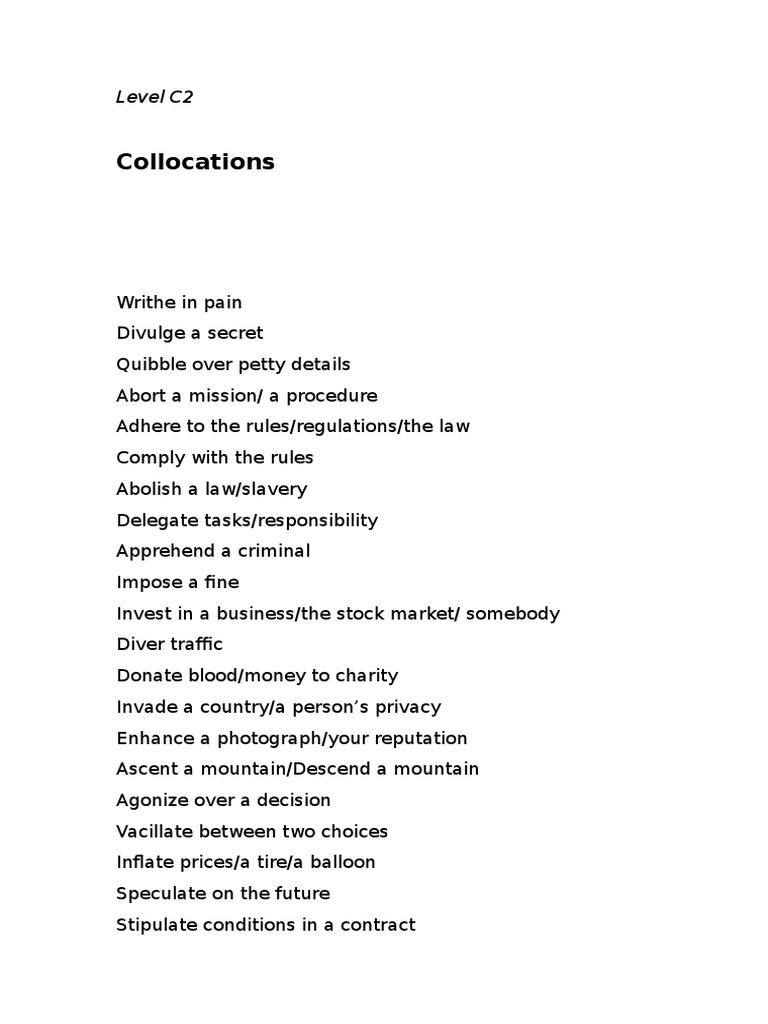 Collocations: Level C2 | PDF