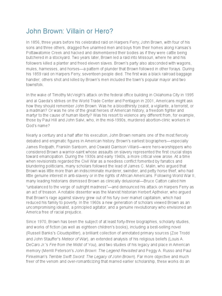 john brown villain or hero | John Brown (Abolitionist) | Abolitionism ...