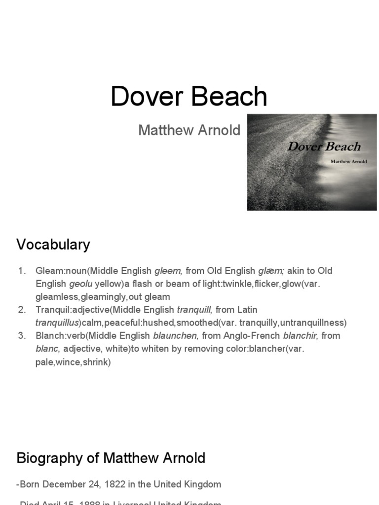 Dover Beach: A Poetic Reflection | PDF | British Poetry | English Poetry