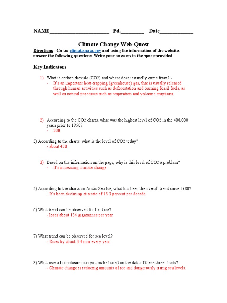 Climate Change Webquest | PDF | Climate Change | Carbon Dioxide