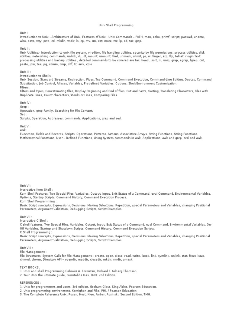 Syllabus | PDF | Command Line Interface | Scripting Language