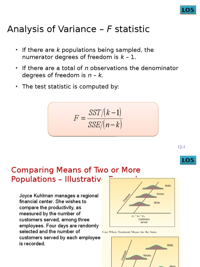 Analysis of Variance - F Statistic: K N SSE K SST F | Download Free PDF ...