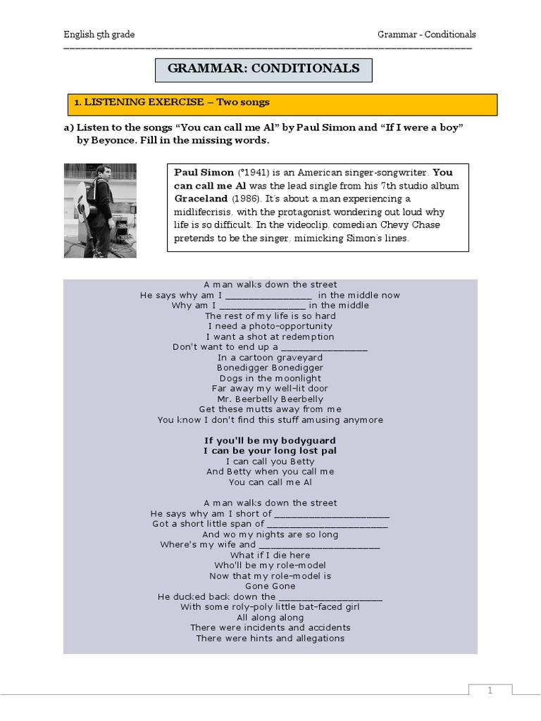 Worksheet Conditionals 5th Grade | PDF | Grammar | Syntax