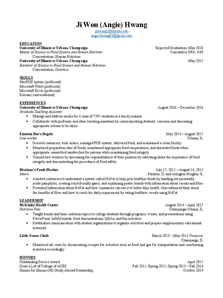 Resume - Angie Hwang | PDF | University Of Illinois At Urbana–Champaign ...