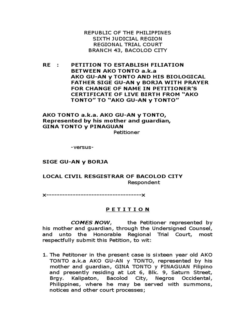 Petition for Filiation | Government | Politics