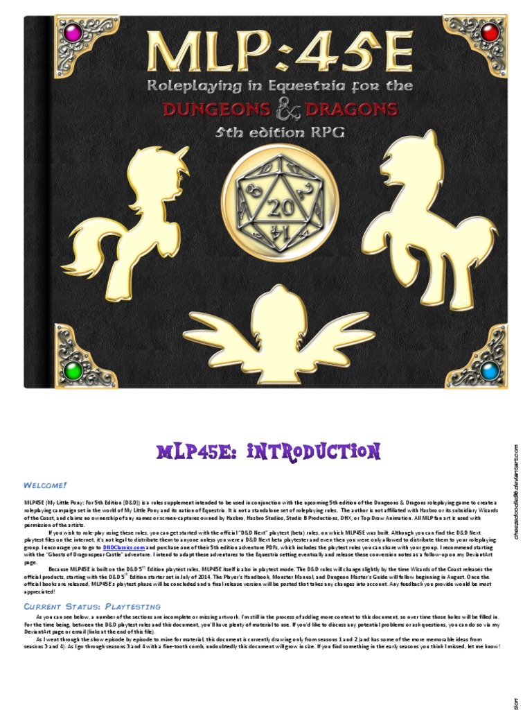 MLP 45e Roleplaying in Equestria For DND 5e by Cheezedoodle96-D7ojv8u ...