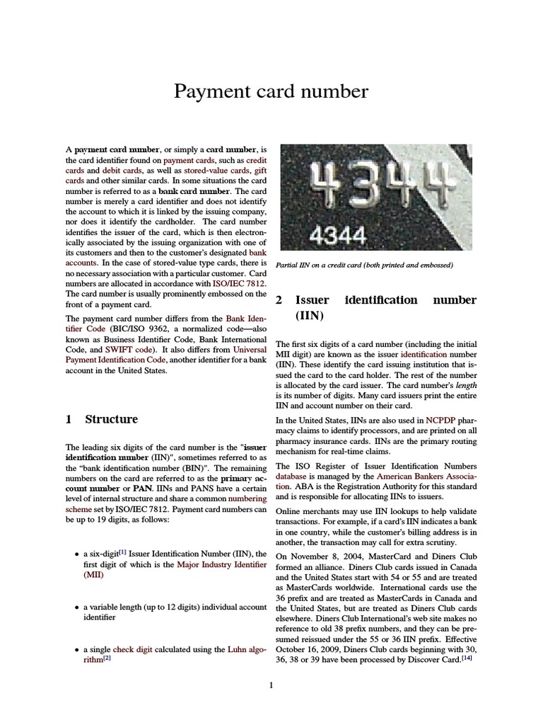 Payment Card Number | PDF | Banking | Financial Technology