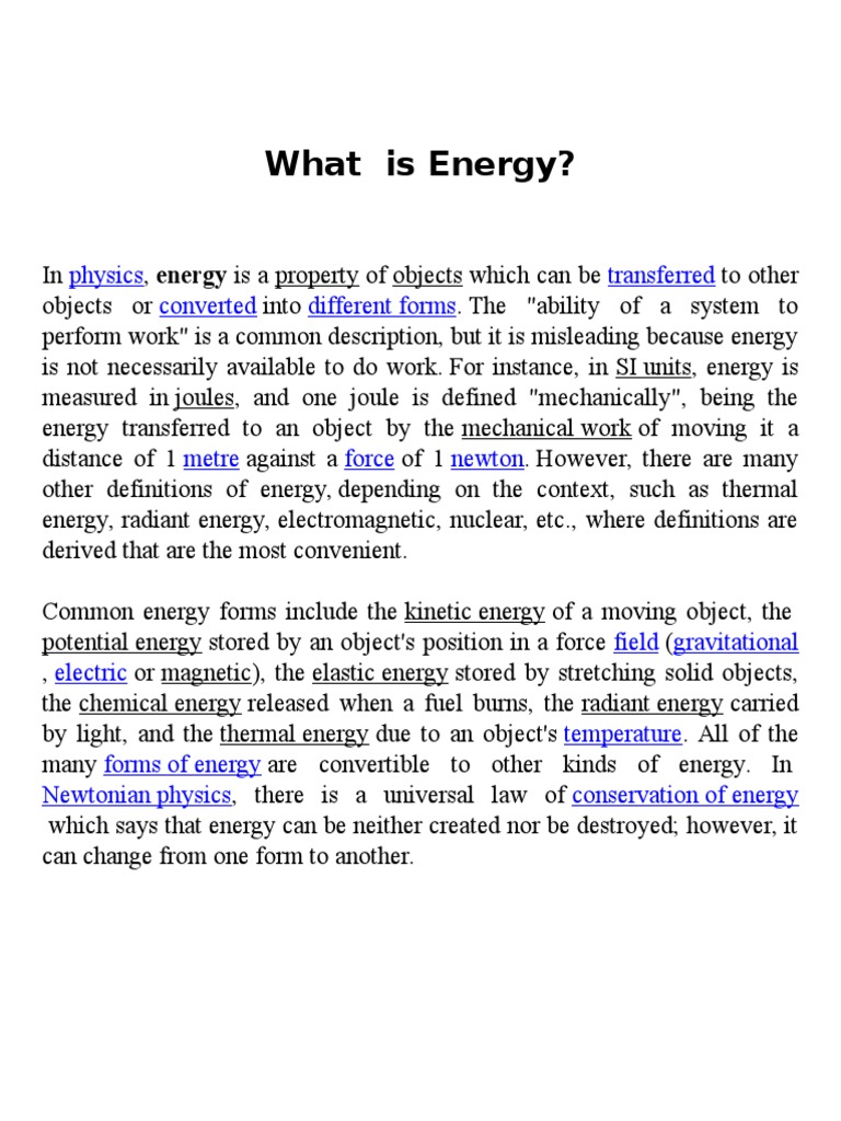 What Is Energy?: Physics Transferred Converted Different Forms ...