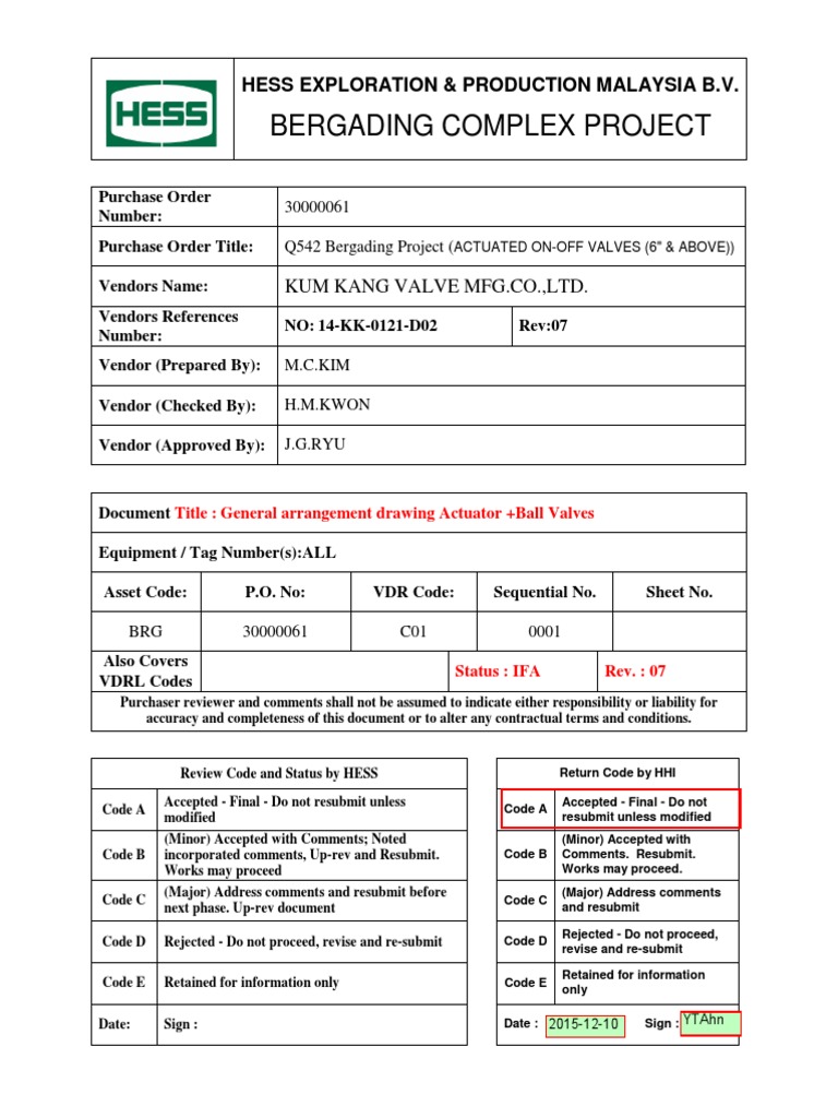 Bergading Complex Project: Hess Exploration & Production Malaysia B.V ...