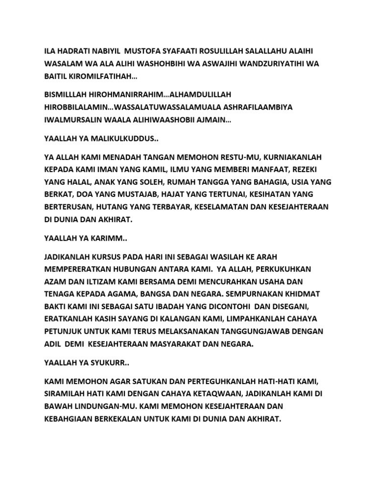 Doa Kursus Dan Bengkel | PDF