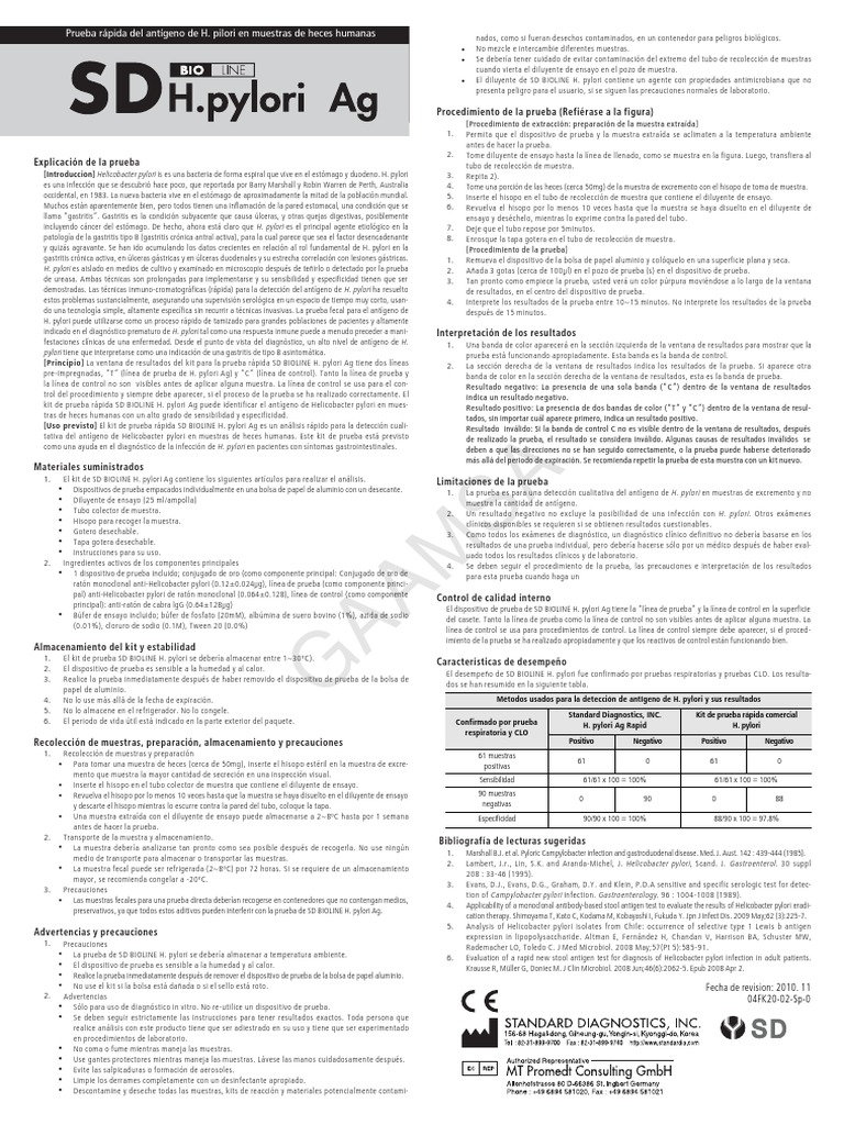 04fk20 H Pylori Ag Insert SP | PDF | Úlcera péptica | Medicina CLINICA