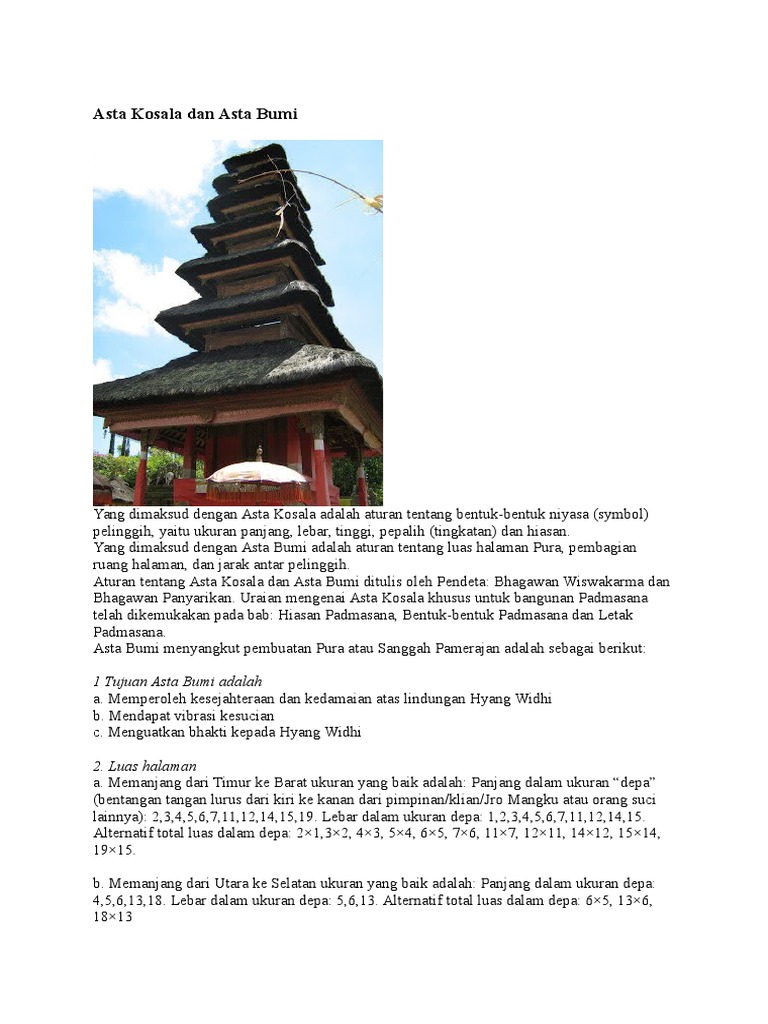 Asta Kosala Dan Asta Bumi | PDF
