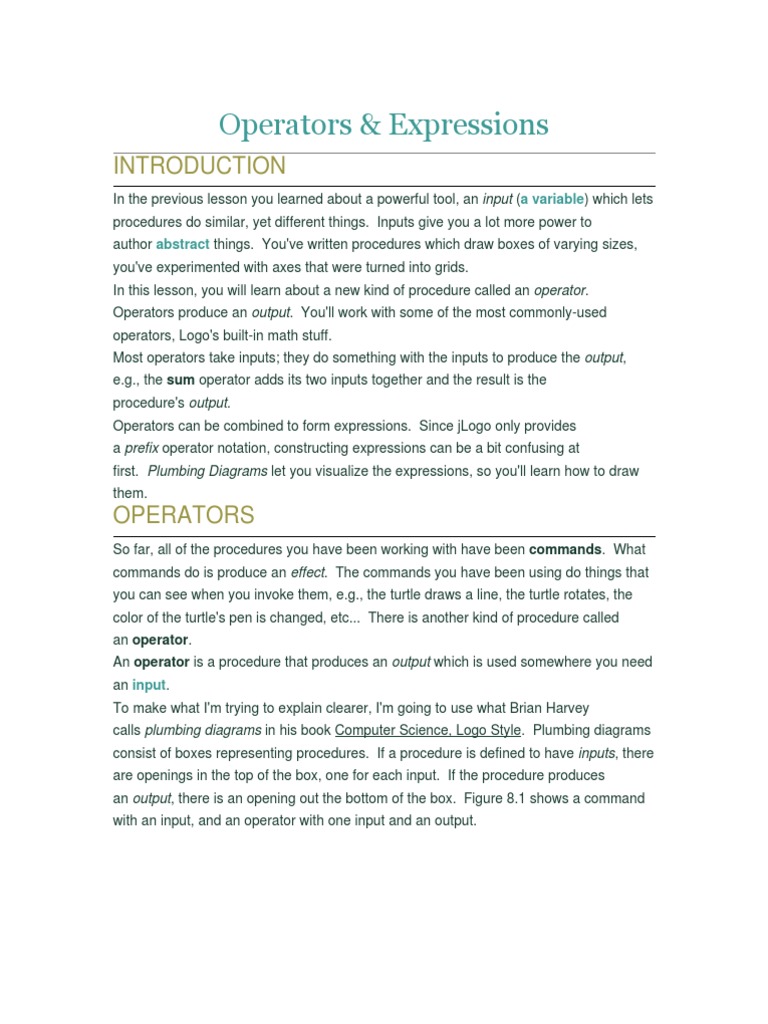 Operators & Expressions: A Variable | PDF | Computer Programming ...