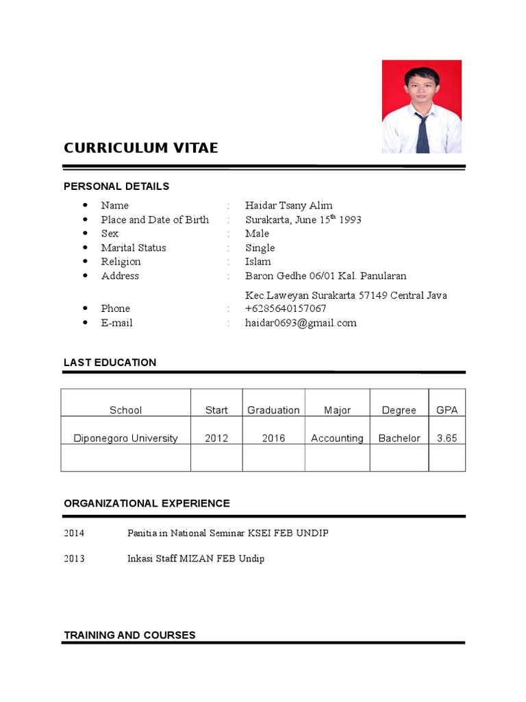 Curriculum Vitae: Personal Details | PDF | Wellness