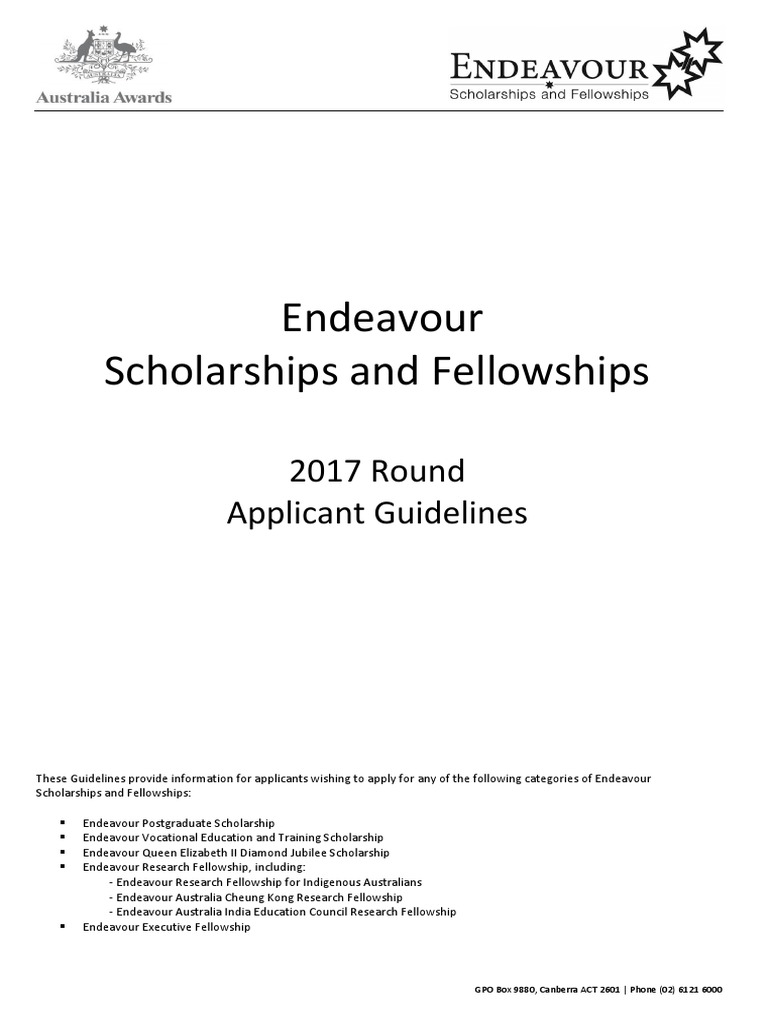 2017 Round Endeavour Applicant Guidelines PDF | PDF | Postgraduate ...