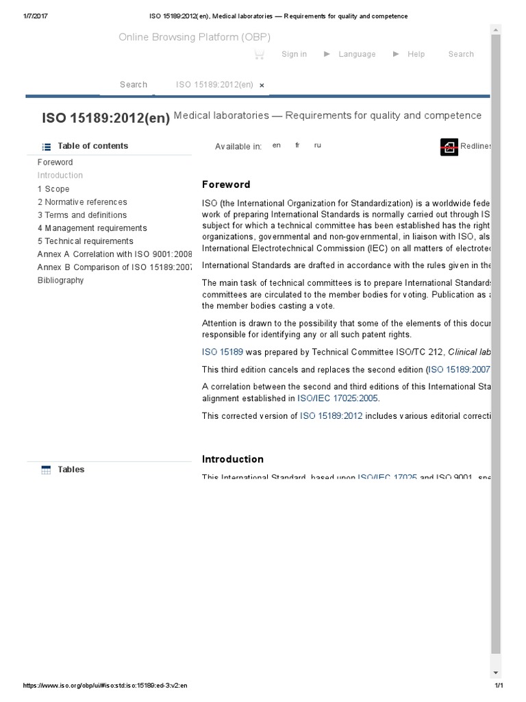 ISO 15189:2012 Standards Overview | PDF | Technology & Engineering