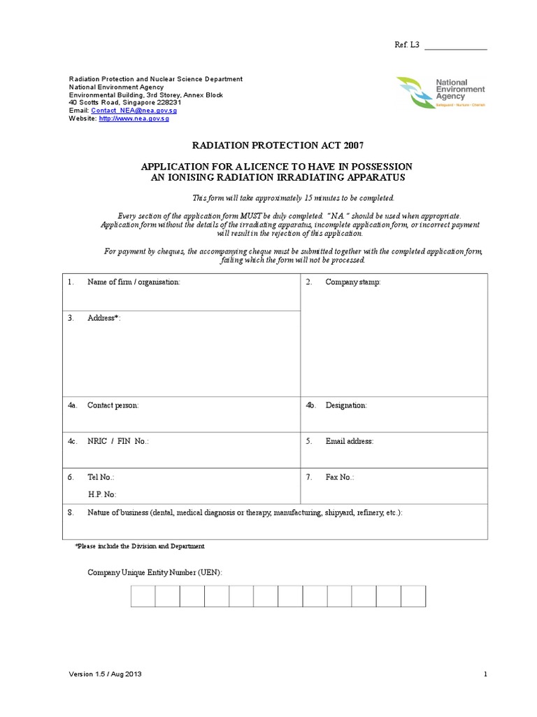 Singapore NEA L3 License for Individual Equipment Owner | Cheque ...