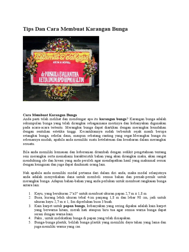 Tips Dan Cara Membuat Karangan Bunga | PDF