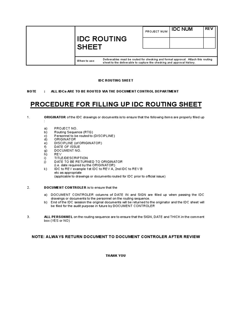 Idc Routing Sheet Sample Part 2 | PDF