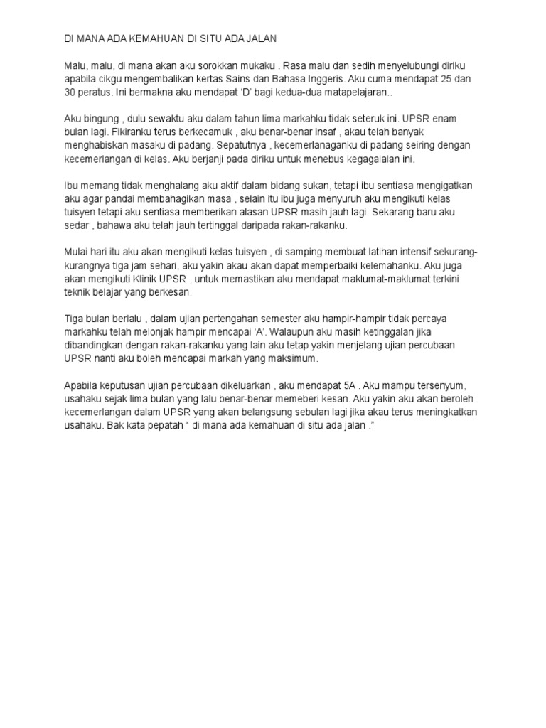 Di Mana Ada Kemahuan Di Situ Ada Jalan | PDF