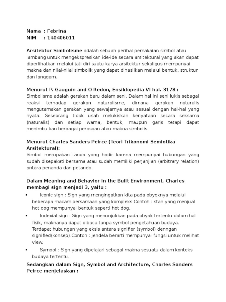 Tema Arsitektur Simbolis | PDF