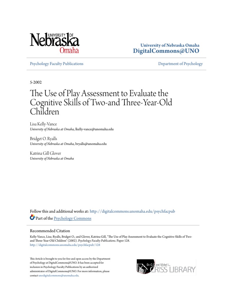Play Assessment for Toddler Cognitive Skills | PDF | Play (Activity) | Toys