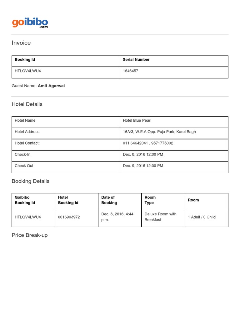 Hotel Payment Receipt HTLQV4 LWU4 | PDF
