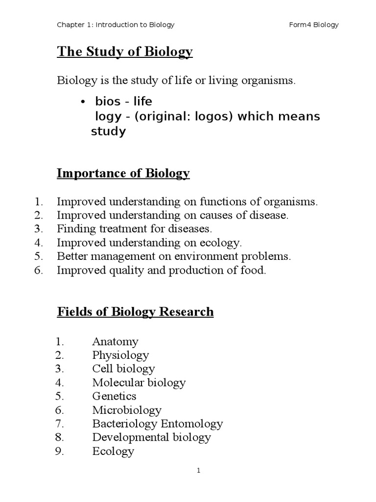 The Study of Biology | PDF | Experiment | Biology