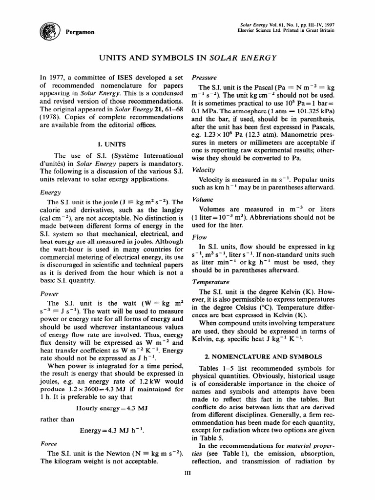 Solar Notation 1997 | PDF | Refractive Index | Heat Transfer