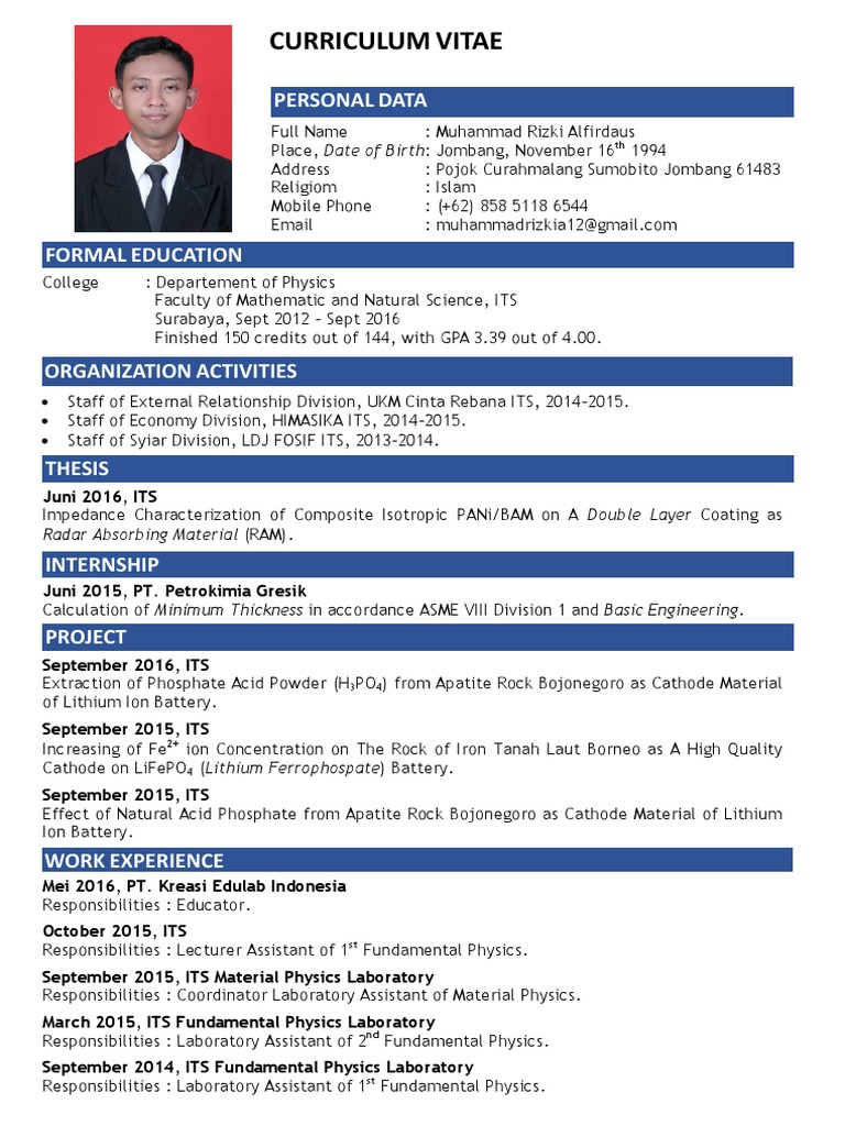 Curriculum Vitae: Personal Data | PDF