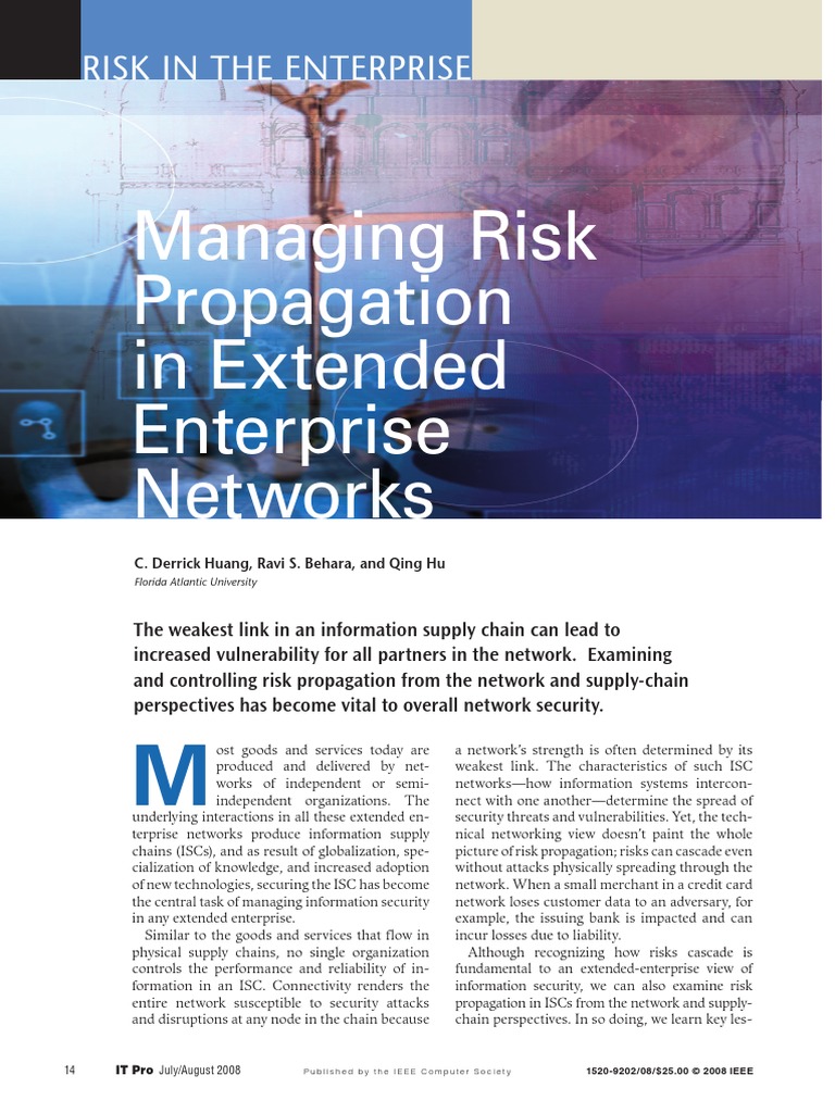 Managing Risk Propagation in Extended Enterprise Networks | PDF ...