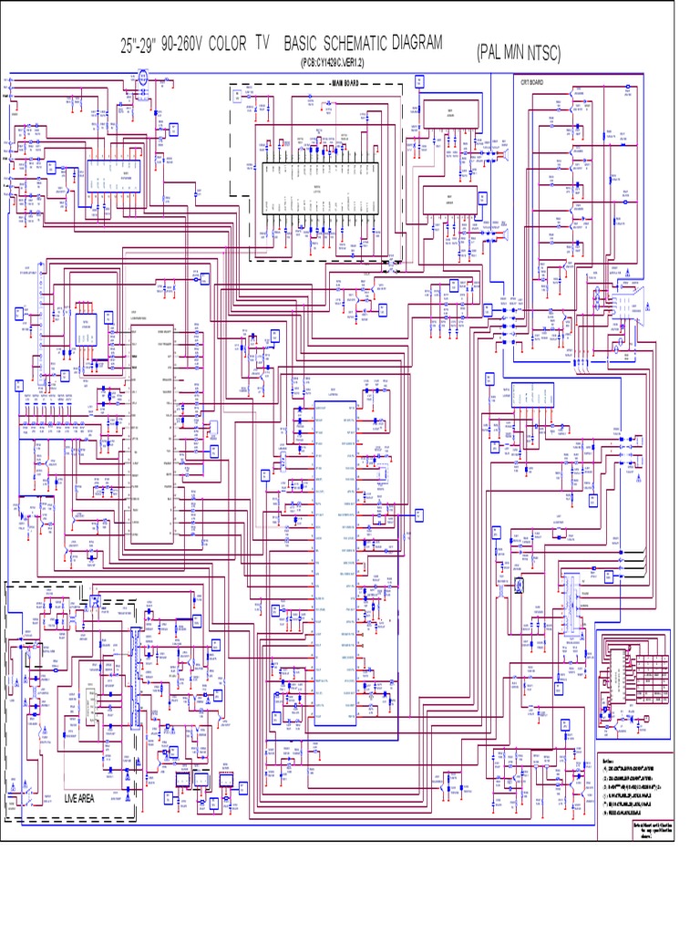 Color 25"-29" Diagram Basic TV Schematic 90-260V NTSC) (Pal M/N | PDF ...