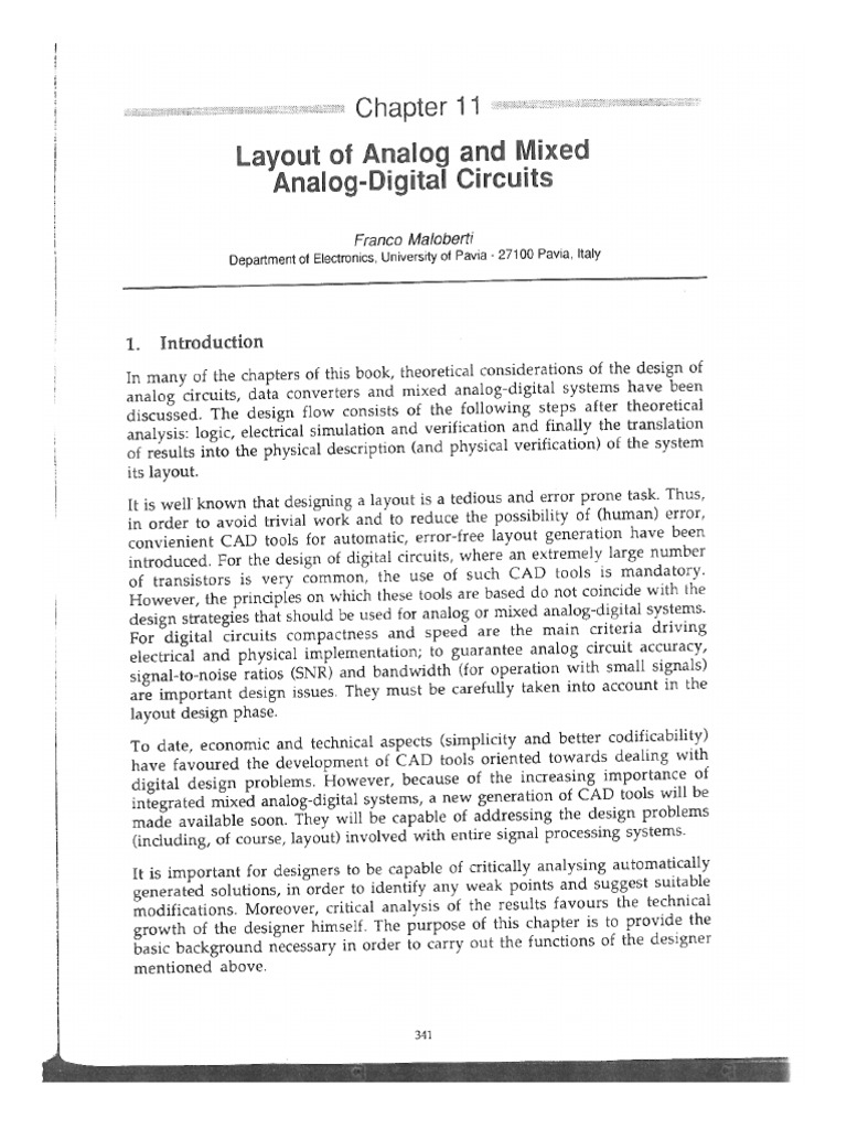 Maloberti F. - Layout of Analog and Mixed Analog-Digital Circuits PDF | PDF