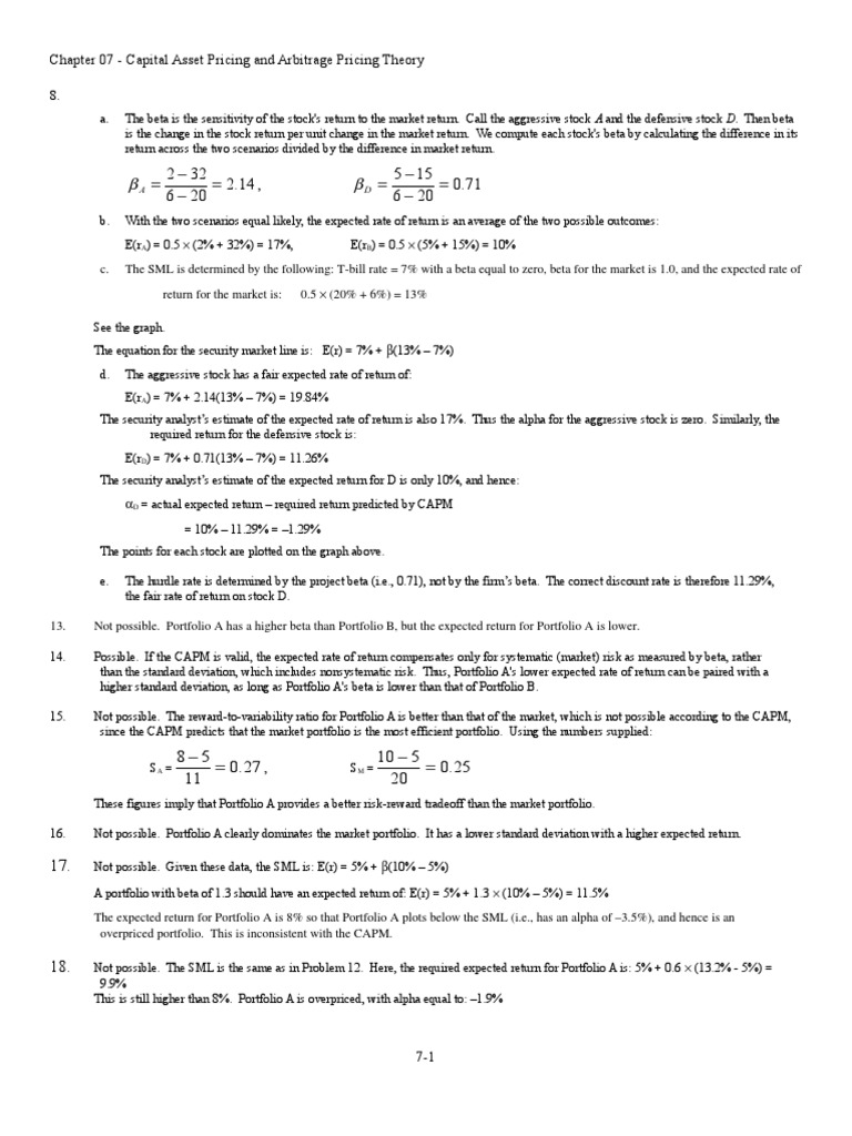 Capital Asset Pricing & Arbitrage Theory | PDF | Capital Asset Pricing ...