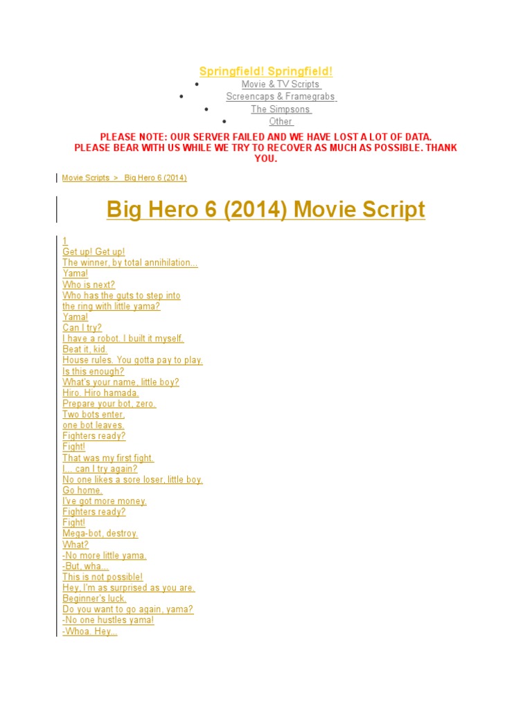 Script Baymax | PDF | Nature