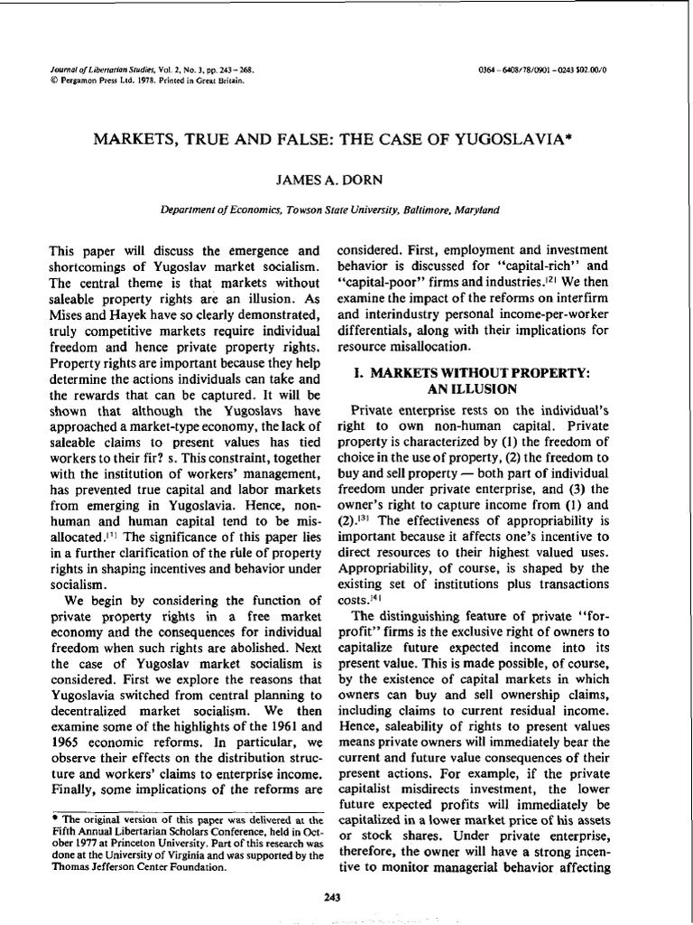 Economic System of Yugoslavia | PDF | Capitalism | Socialism