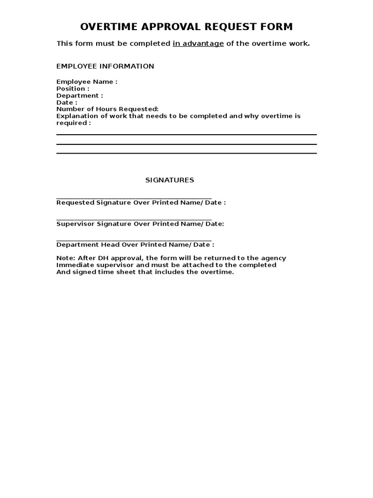 Overtime Approval Request Form | PDF