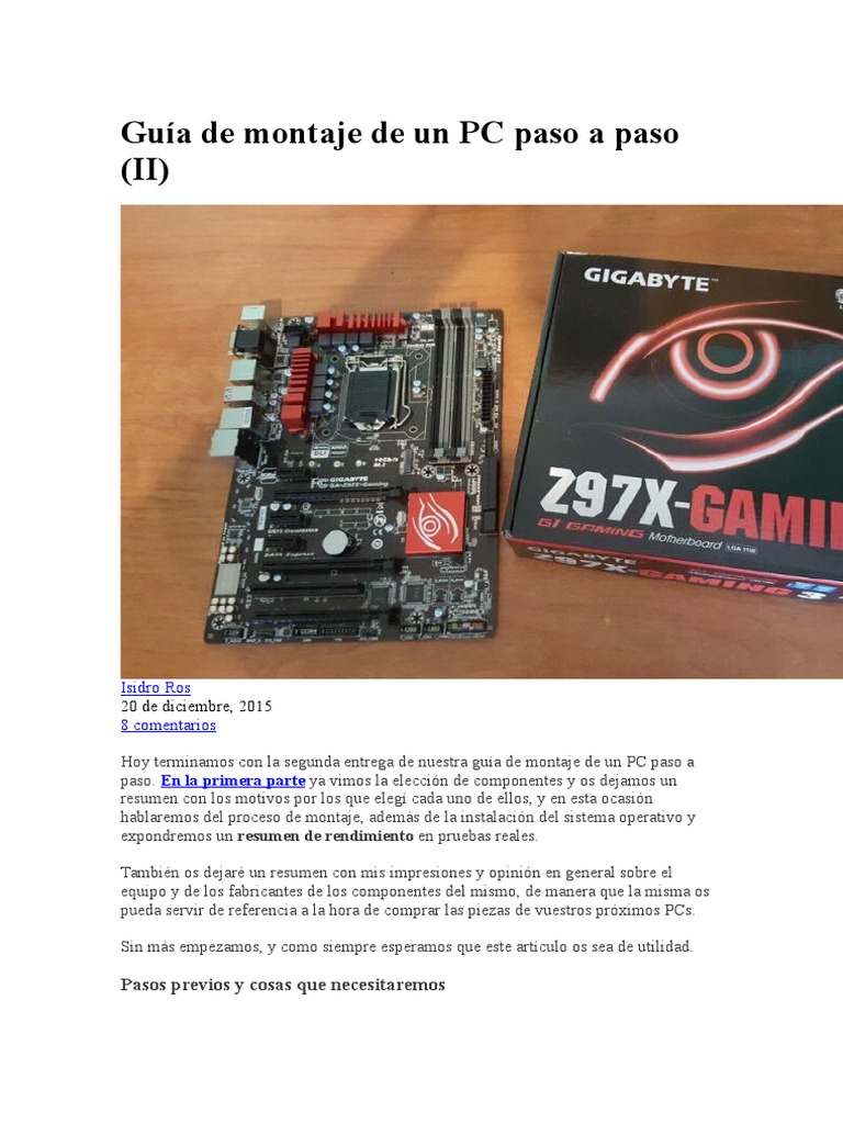 Guía de Montaje de Un PC Paso A Paso | PDF | Sistema operativo ...