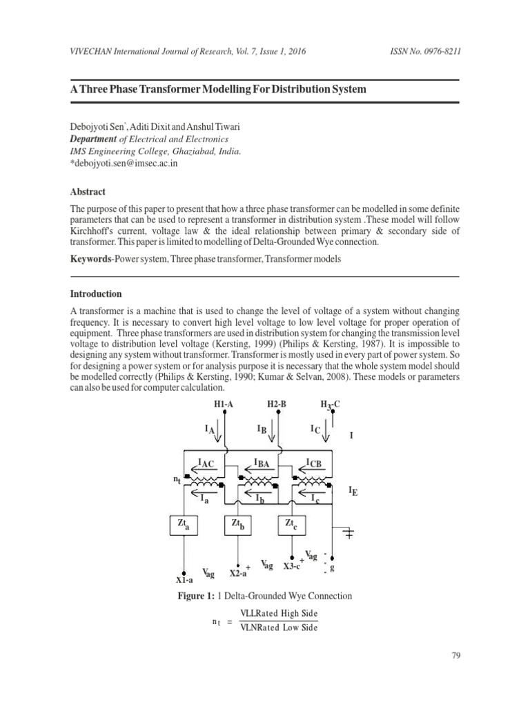 A Three Phase Transformer Modelling For Distribution System: Department ...