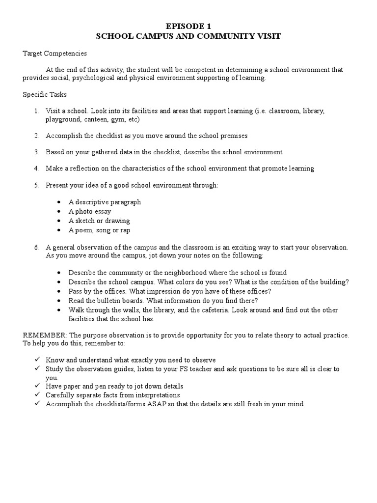 Field Study Compilation FINAL NA | PDF | Classroom | Learning