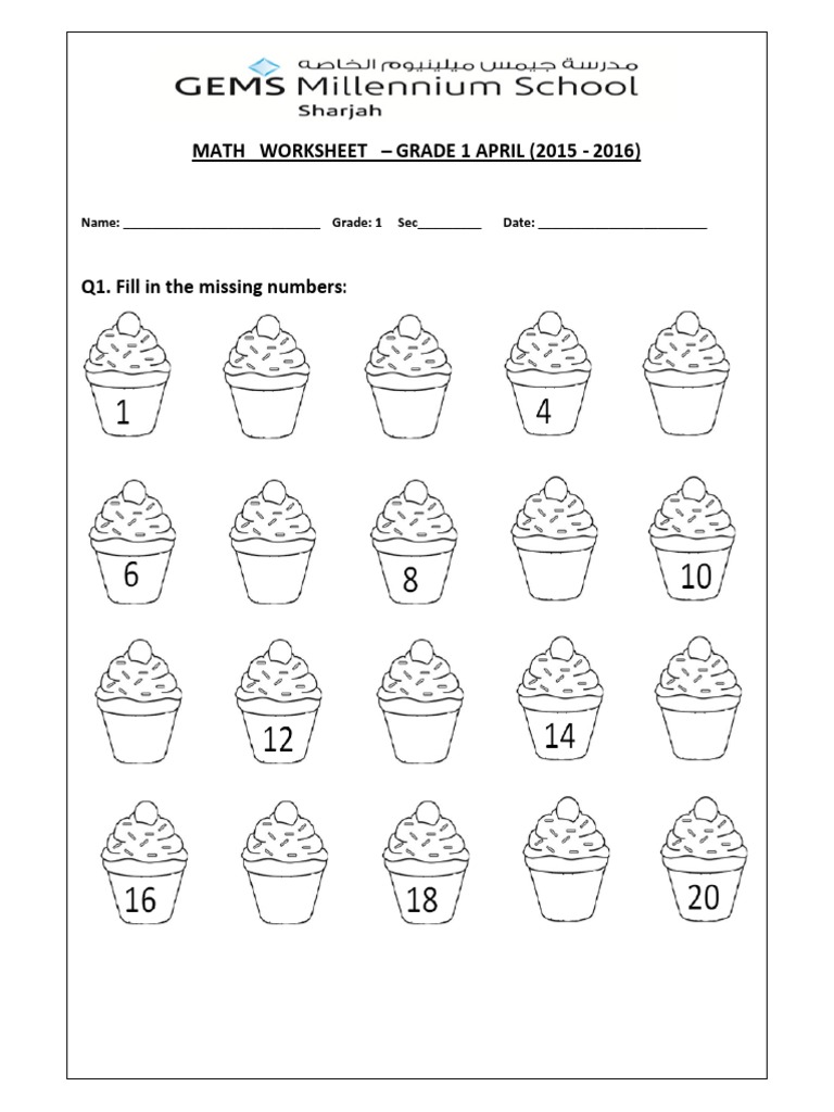 Number Concept Worksheet for Grade 1 | PDF